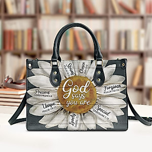 64HYDRO Christian Gifts, Daisy God Says Faith Purses for Women, Shoulder Bag, Handbags for Women, Valentines Day Gifts for Her, Gifts for Sisters, Daughter, Mom, Friends - Travel Work Leather Bag