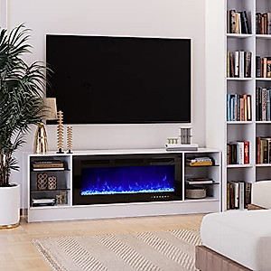 36" Electric Fireplace Inserts Wall Mounted Fireplace with [3D Flame] [Wall Mounted] [Remote Control] for The Living Room Bedroom Indoor, Black