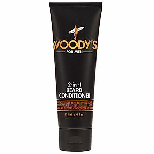 Woody's 2-in-1 Beard Conditioner, Softens and Conditions Dry, Coarse and Flakey Facial Hair, with Vitamin E, Panthenol, and Matrixyl to Soothe Facial Scruff and Skin, 4 fl oz