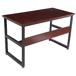 Modern Standing Desk Executive Desk Modern Style Computer Desk with 1 Shelves for Home and Office Industrial Morden Writing Table for PC Laptop Stand Up Side Table (Wine, One Size)