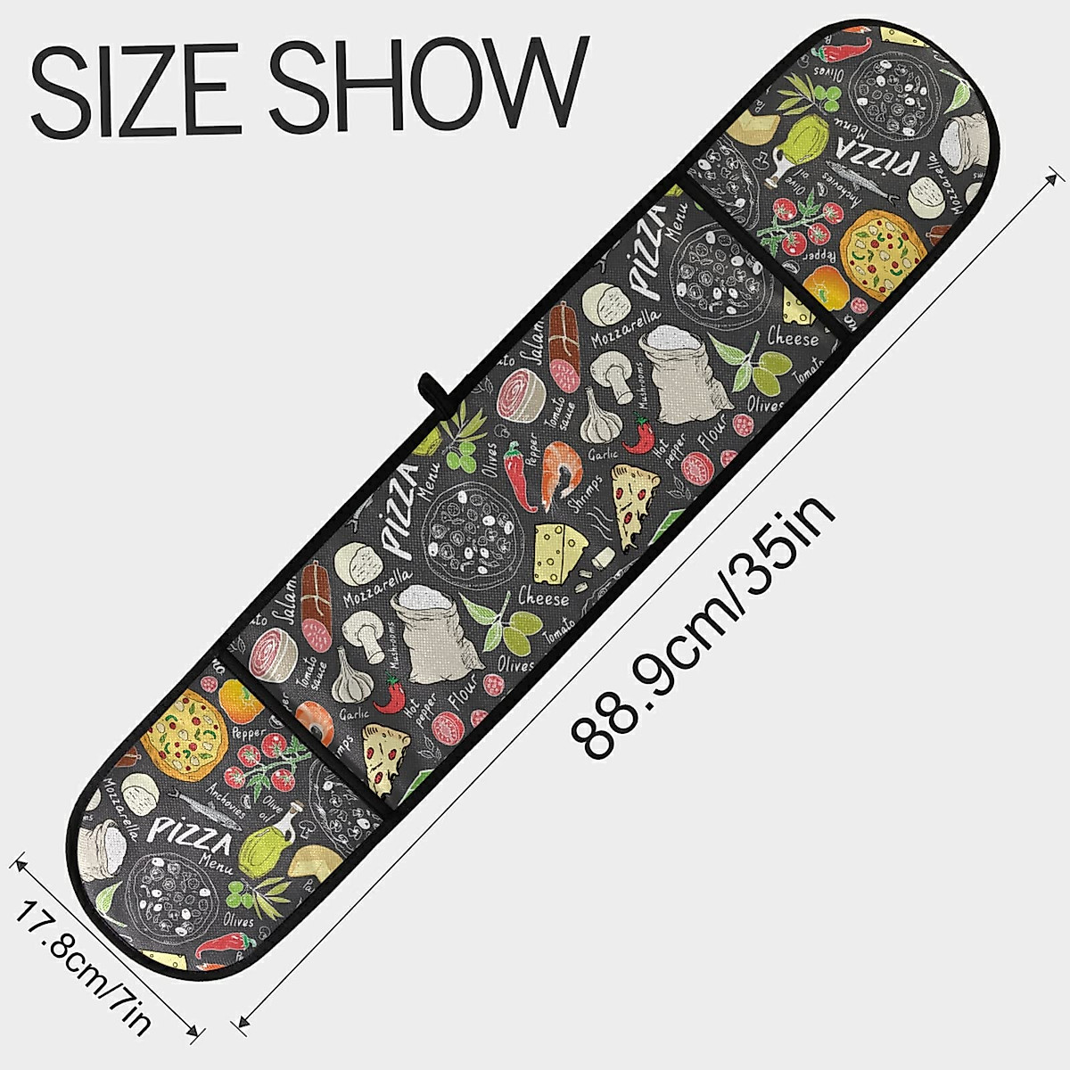 susiyo Double Oven Mitts Pizza Doodles Heat Resistant Oven Glove Extra Long Potholder for Kitchen Cooking Baking BBQ Microwave Handling Hots and Pans, 35x7 Inch
