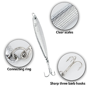 Dr.Fish Fishing Jigs Jigging Spoon Saltwater Fishing Lure Casting Metal Spoon Surf Fishing Mackerel Striper Lures Stinger Bluefish Vertical Diamond Jig Silver 1oz