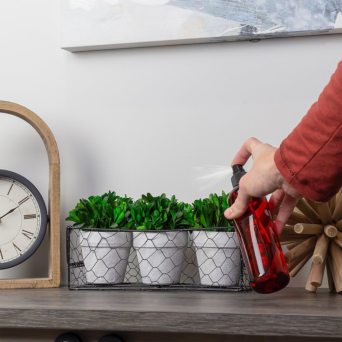 Cornucopia 8oz Amber Brown Plastic Spray Bottles with Fine Mist Atomizers (6-Pack); for DIY Home Cleaning, Aromatherapy, & Beauty Care