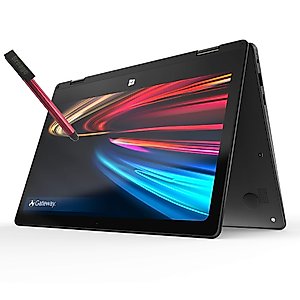 Gateway 11.6" 2-in-1 Touchscreen Laptop Computer, Black, Intel Celeron N4020 Up to 2.8GHz, 4GB DDR4 RAM, 64GB eMMC, Windows 10 S, Office 365 Personal 1-Year, BROAGE 64GB Flash Stylus, (GWTC116)