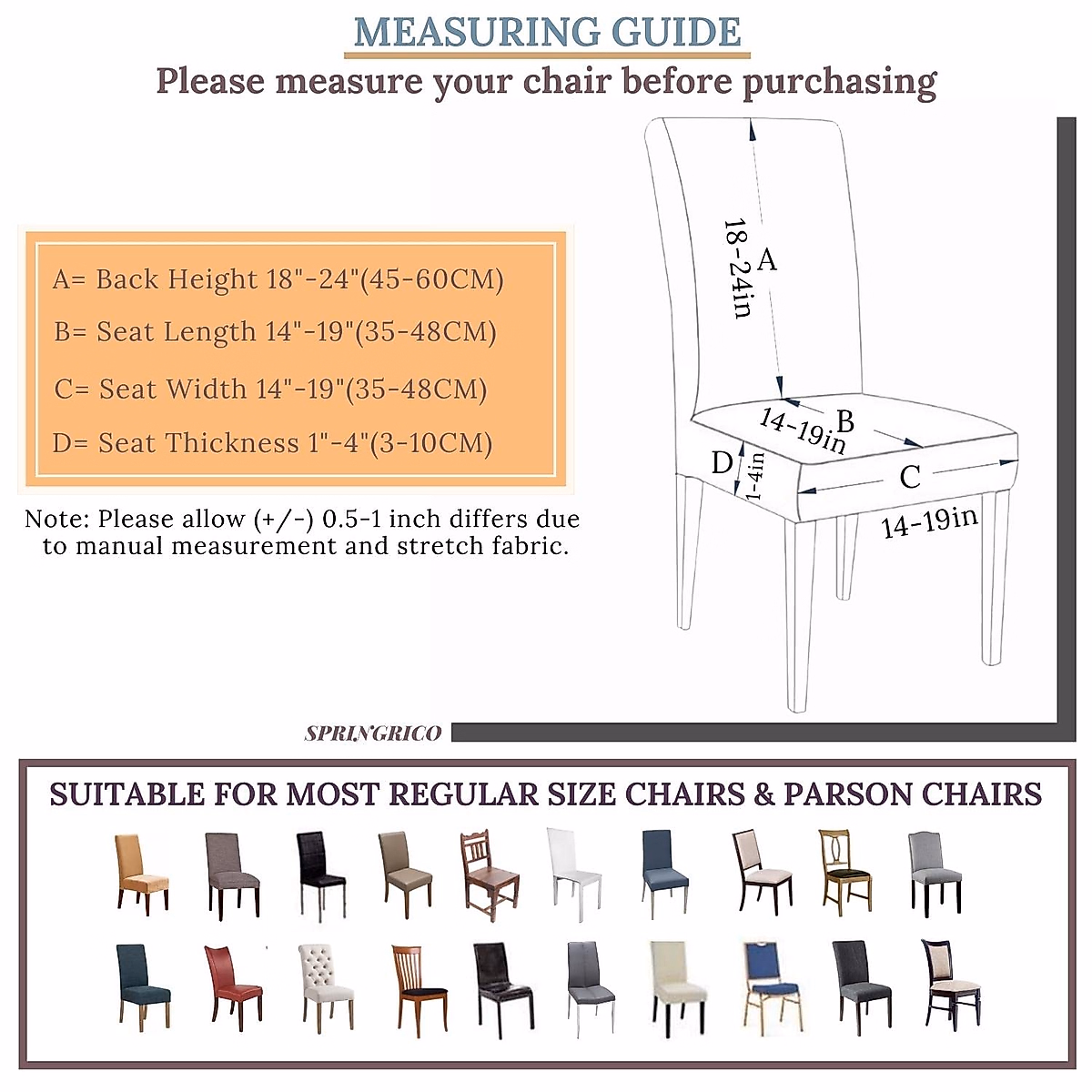 SPRINGRICO Chair Covers for Dining Room Set of 2, Stretch Dining Chair Cover, Washable Spandex Kitchen Parsons Chair Slipcovers, Removable Seat Protector for Home or Party (2 Pack, Garden Wind)