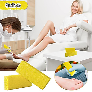 140 Pcs Disposable Foot Pumice Stone Foot Scrubber Sponge Pads for Feet Hard Skin Heels Callus Remover Pedicure Foot Pumice Exfoliator Sponge Coarse Dead Skin Remover, Yellow