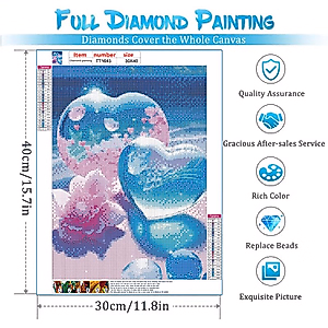 JFYHAB Love Diamond Painting Kits,Diamond Art Kit, Sea Beach Paint by Numbers for Adults and Kids Beginner 5D Diamond Painting Kits for Adults Full Drill Round for Wall Decor,Gift,Relaxing12x16