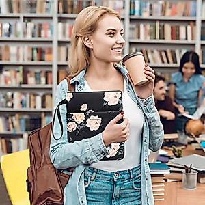 Book Sleeve Book Covers Book Protector with Zipper Washable Fabric for Teen Adult Book Lover Teacher Student ,11.4 X 9 Inch (Camellia Black)