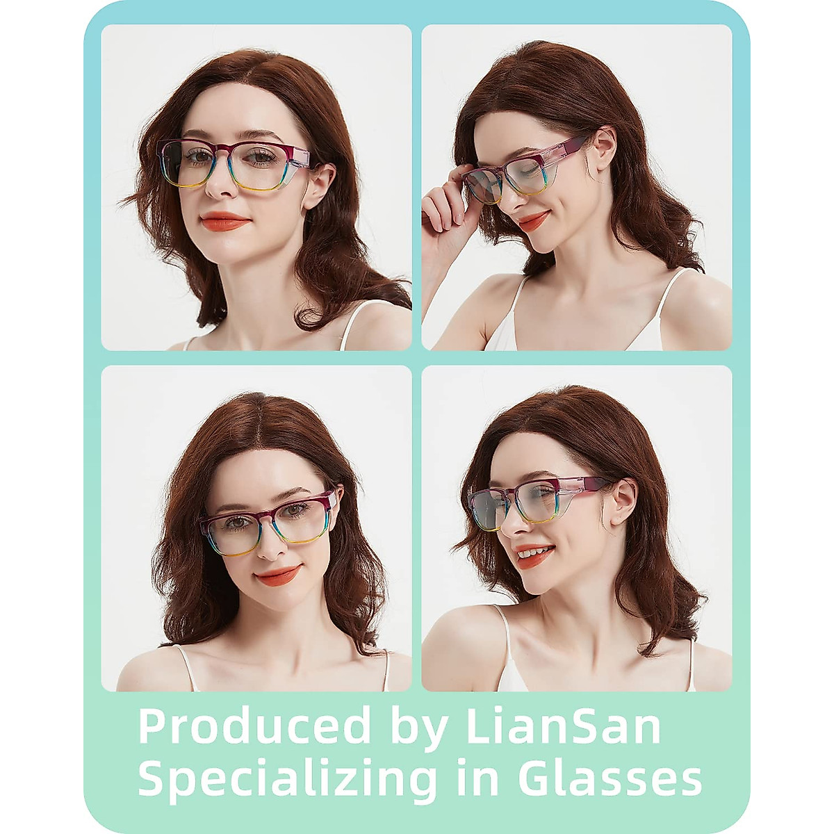 LianSan Safety Glasses Over Eyeglasses for Women - Anti-Fog Goggles Fit Over Prescription Eyewear for ANSI Z87.1 Certified(Multicolor)