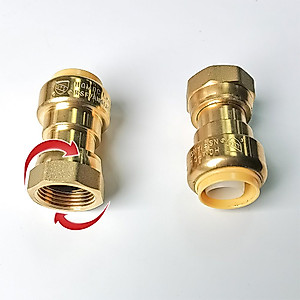 HQMPC Push Fitting Straight Coupling with Union 3/4"X3/4" 6Pcs Push-to-Connect Plumbing Fitting for Copper, PEX, CPVC (6pcs 3/4")