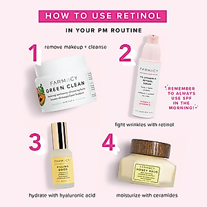 Farmacy Retinol Serum for Face - 1% Vitamin A Anti Aging Serum - Resurfacing Wrinkle Serum Formulated with Encapsulated Retinol + Ceramide NP to Prevent Moisture Loss + Replenish Skin Barrier (30ml)