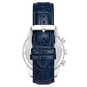 Stuhrling Original Mens Watches Chronograph Analog Blue Watch Dial with Date - Tachymeter 24-Hour Subdial Mens Blue Leather Strap - Watches for Men Rialto Collection (Blue)