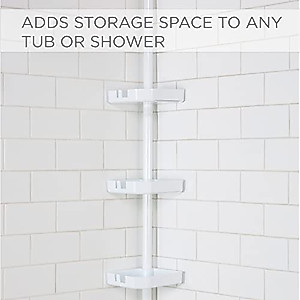 Bath Bliss 4 Tier Shelf Tension Adjustable Corner Storage Organizer Bathroom in Matte White Shower Caddy