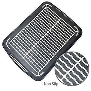 Non-Slip Serving Tray with Handles, 17.7" x 12.4" Large Food Tray Serving Platter (Gray, 3 Pack)