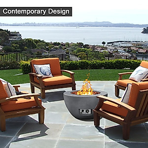 Kante 25 Inch Propane Fire Table, 50,000 BTU Large Concrete Fire Pit Table for Outdoor Garden Patio, Smokeless Gas Fire Pit with Waterproof Cover, Side Handles, Natural Concrete