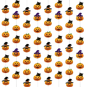 8 Pcs Halloween Garland Decorations Halloween Paper Hanging Swirls Banner Halloween Hanging Garland Streamer Decorations for Home Classroom Halloween Indoor Outdoor Party Favors Supplies (Pumpkin)