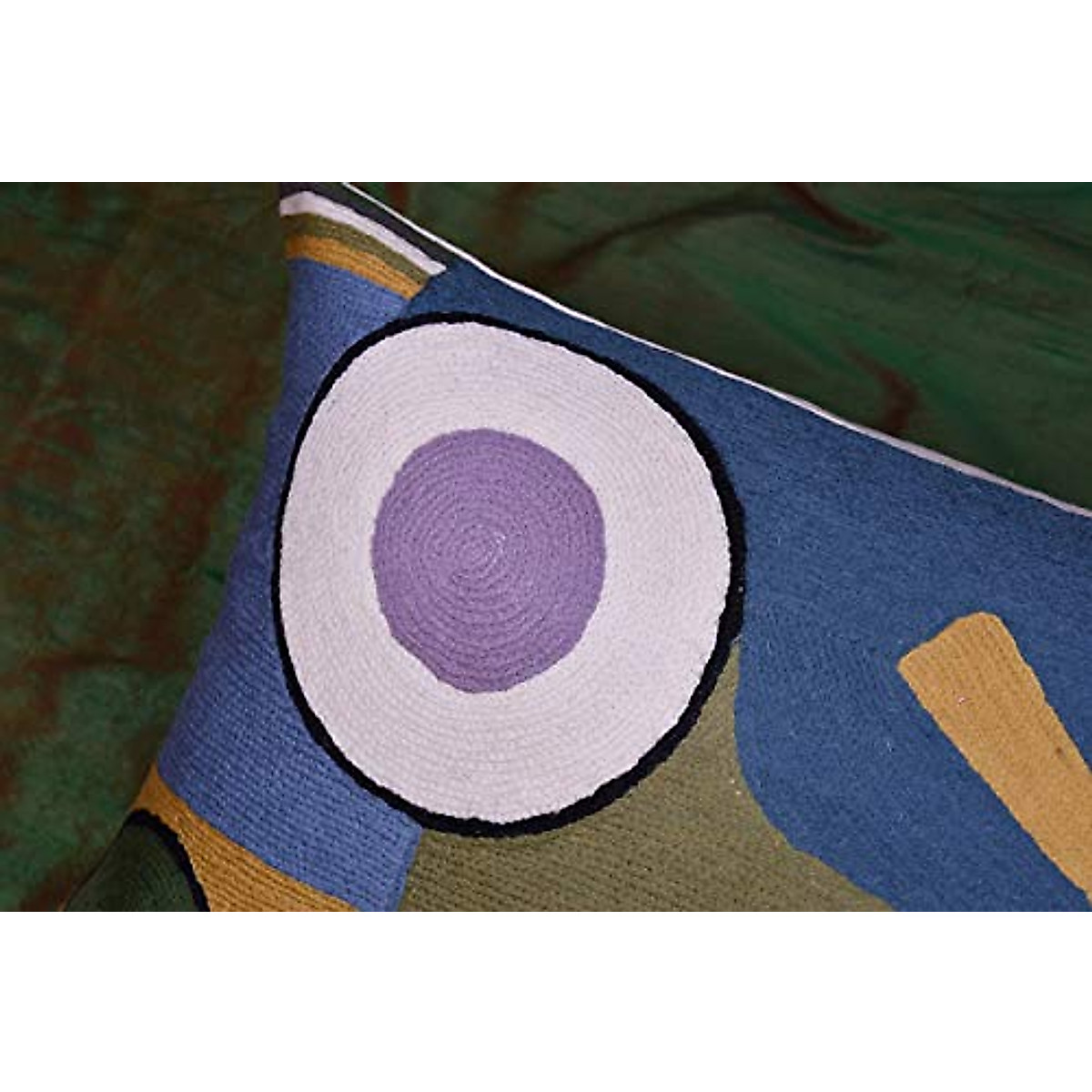 Kashmir Designs Lumbar Kandinsky Abstract Pillow Cover - Soul | Modern Throw Pillows | Modern Chair Cushion | Contemporary Pillow | Farmhouse Pillows | Modern Couch Pillow | Handmade Wool Size 14x20