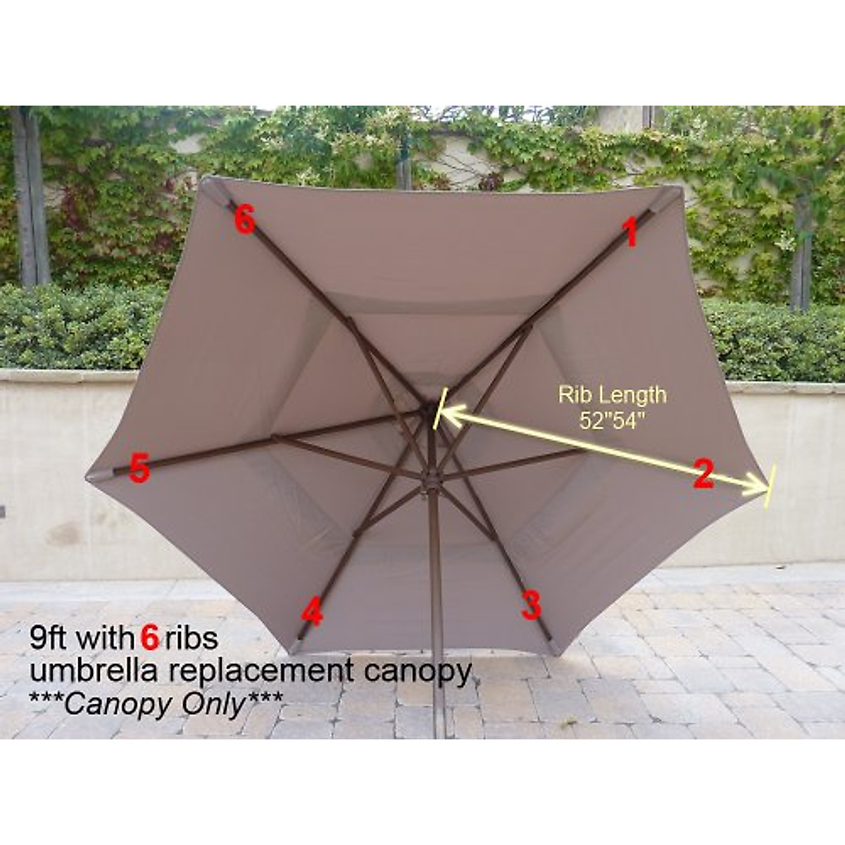 Formosa Covers | Premium Quality Double Vented 9ft 6 Ribs Outdoor Umbrella Replacement Canopy - 30% Heavier Than The Rest - Taupe (Canopy Top Only)