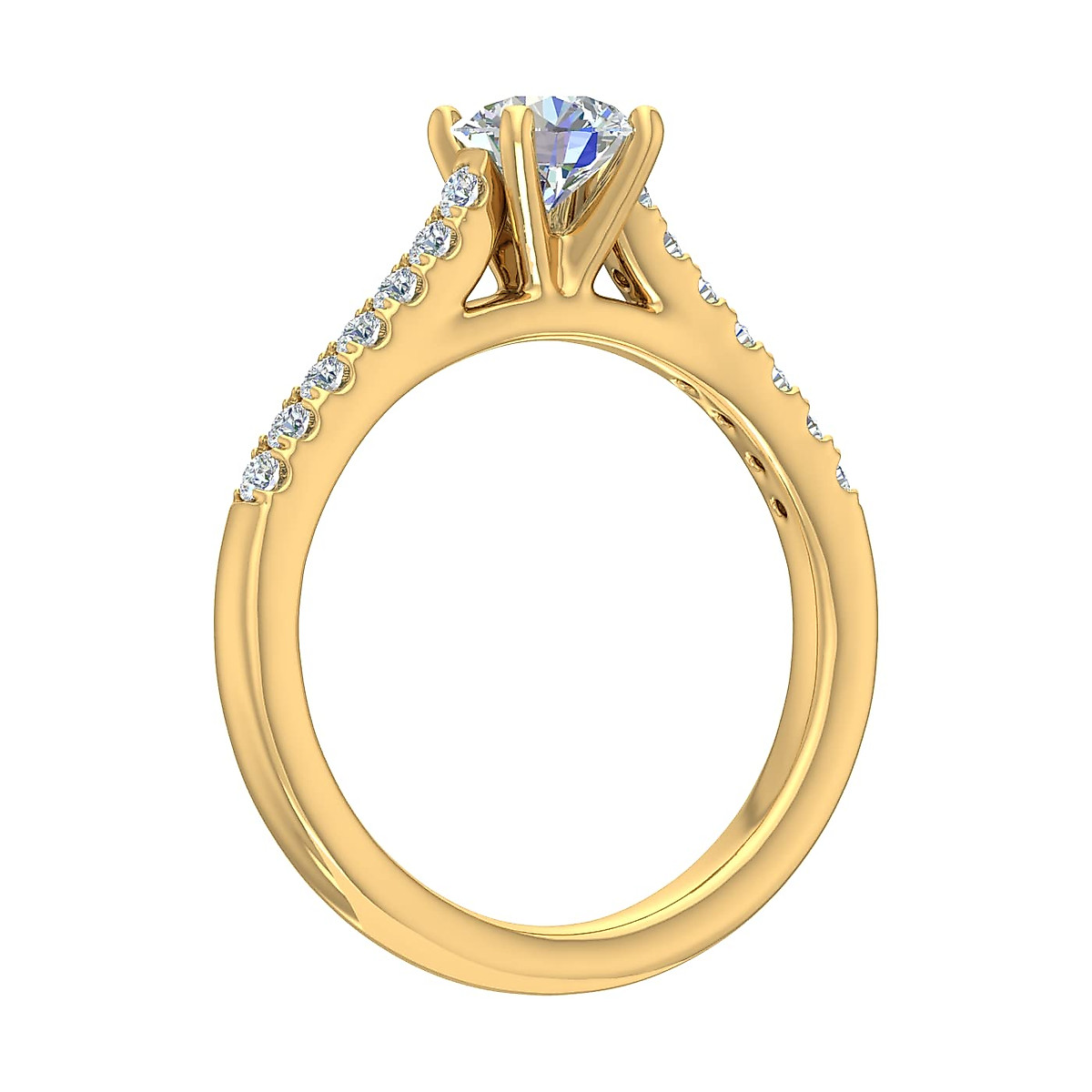1/2 Carat Prong Set Solitaire Diamond Engagement Ring Band in 14K Yellow Gold (Ring Size 7)
