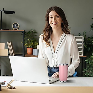 20oz Tumbler with Straw and Brush, Stainless Steel Vacuum Insulated tumbler, Double Wall Insulated Coffee Tumbler for Outdoor, Home, Travel,Office (Light pink,1pcs)