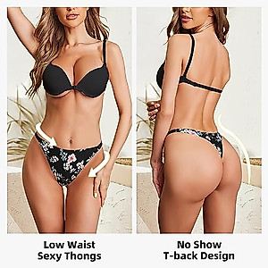 LEVAO Seamless Thongs for Women No Show Panties Stretch Printed Underwear Sexy G-String Thongs Multipacks