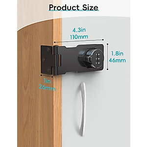I-EASYDWW Cabinet Password Hasp Lock, Cabinet Keyless Lock with Screws, Cabinet Combination Lock for Small Door, Cabinets, Barn Door, Bathroom, Outdoor, Garage, Garden, Black, 2 Pack