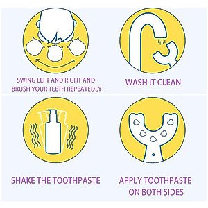 Pritbon 4Pcs Children's U-Shape Toothbrush for 360degree Thorough Cleansing, Heart/Oval U Shape Toothbrush for Kids 0-12 Years Old