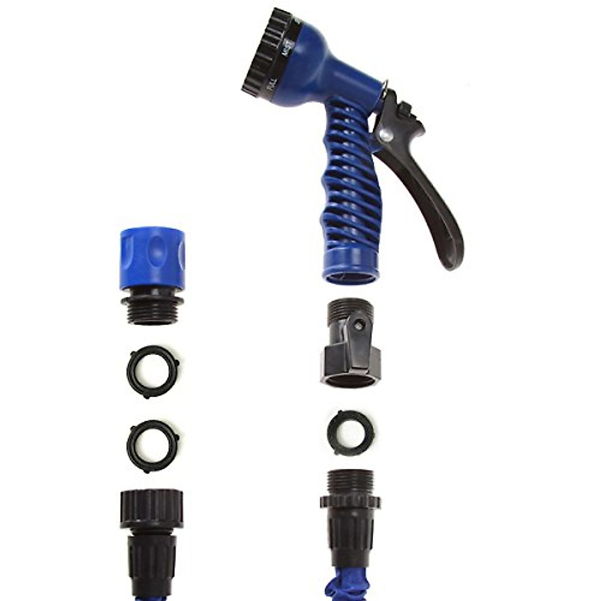 Expanding Hose Magic Flexible Expandable Garden Water Hose With 7 Functions Spray Nozzle and Shut-off Valve-Blue (100FT)