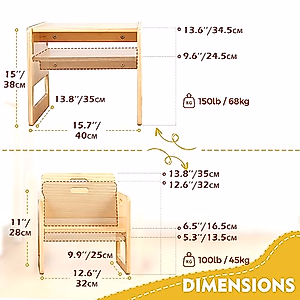 FUNLIO Montessori Weaning Table and Chair Set for Toddlers Age 1-3, Height Adjustable Toddler Table and Chair Set, Cube Kids Table Chair for Reading/Eating/Playing, Easy to Assemble, CPC Certified