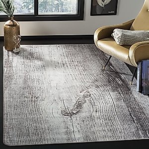 SAFAVIEH Daytona Collection Machine Washable Slip Resistant 3' x 5' Ivory/Grey Abstract Graphic Living Room Bedroom Entryway Area Rug