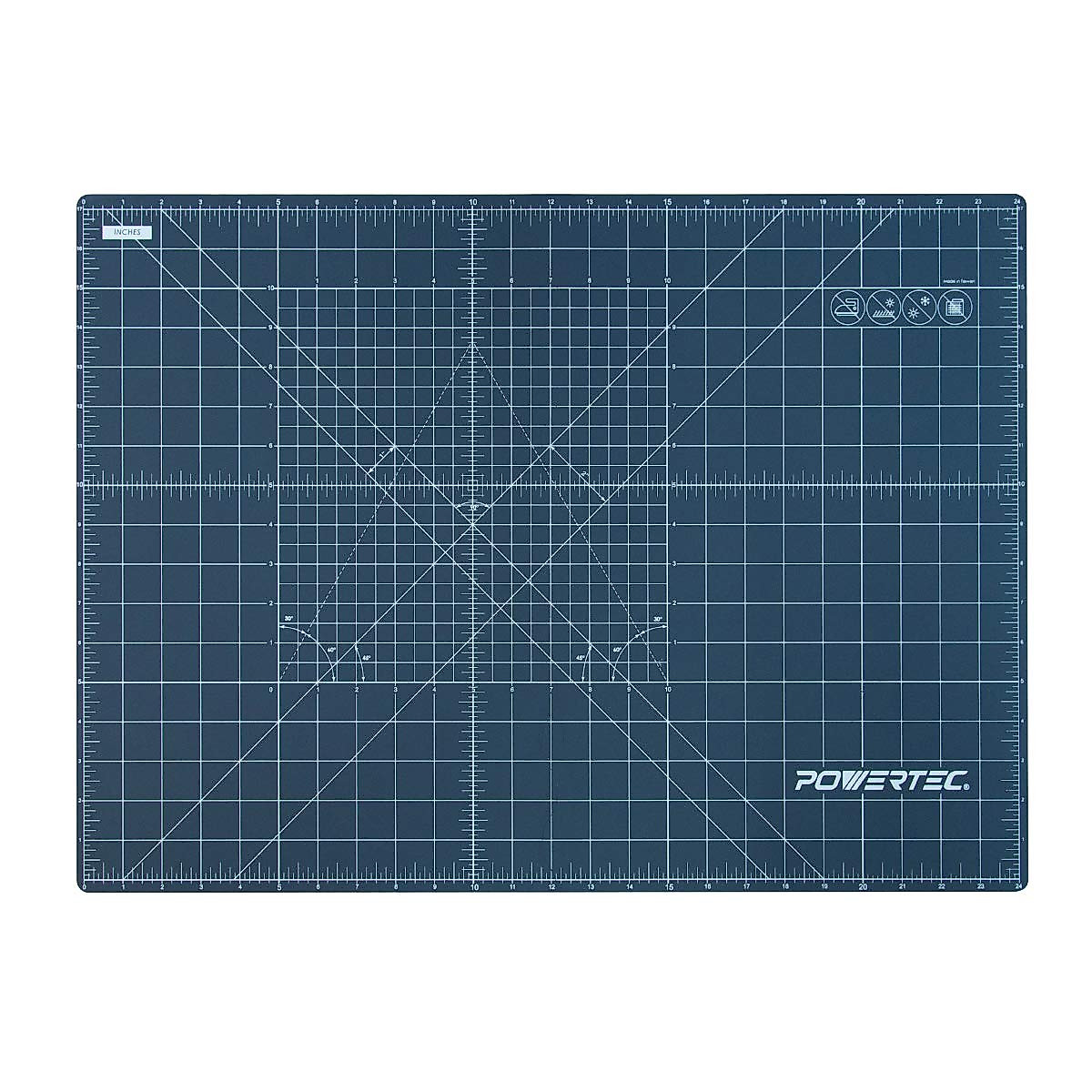 POWERTEC 61002 18” x 24” A2 Non-Slip Double Sided Rotary Cutting Mat with Grid, Table Protector for Crafting, Sizing, Tracing, Sewing, Quilting, Scrapbooking, Arts and Crafts Woodworking
