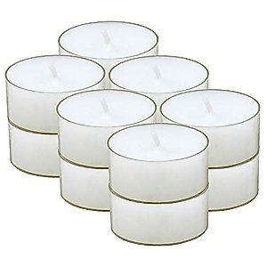 Clear Tealight Candles, 12 Pack, White | 4.5 Hour Long Burning Unscented Clear Cup Tea Light Candles | for Home, Travel, Weddings, Shabbat, & Emergencies