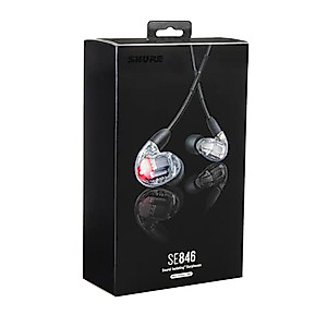 Shure SE846 Wired Sound Isolating Earbuds, High Definition Sound + Natural Bass, Four Drivers, Secure in-Ear Fit, Detachable Cable, Durable Quality, Compatible with Apple & Android Devices - Clear