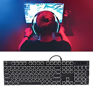 Sanpyl Mechanical Keyboard, Black 104 Key RGB Backlit Gaming Keyboard Round Keycaps Plug and Play Ergonomic Wired Keyboard for PC Laptop Game(Black Punk Version)