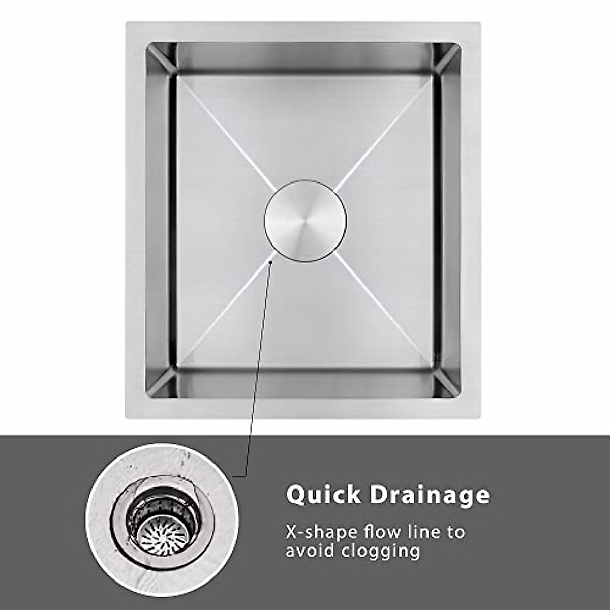 MILOSEN Bar Sink Undermount 17×19 Inch, Wet Bar Prep Kitchen Sink, Small RV Kitchen Sink Single Bowl, Small Stainless Steel Undermount Bar Sink