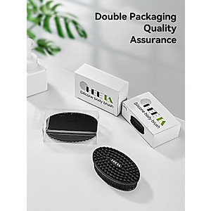 HEETA Silicone Body Scrubber, Silicone Loofah Gentle Exfoliating, 2 Side Design Silicone Boby Brush Lathers Well Easy to Clean & Durable for Removing Dead Skin and Dry Brush to Massage Skin, Black