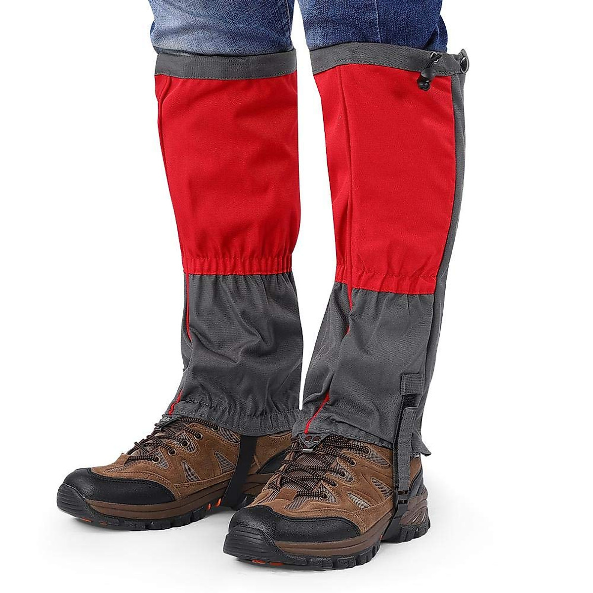 Tbest 1 Pair Unisex Snow Leg Gaiters Outdoor Waterproof Sports Boots Gaiters Hiking Walking Climbing Hunting Cycling Leggings Cover for Adult(Red) Boot gaiters for men goretex gaiters