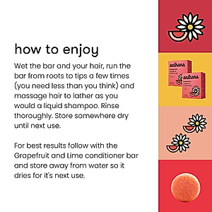 ANIHANA Shampoo Bar for Dry Damaged Safe For Color Treated Hair Moisturizing Hydrating Healthy Looking Hair Paraben Free Grapefruit and Chamomile 2.29 oz