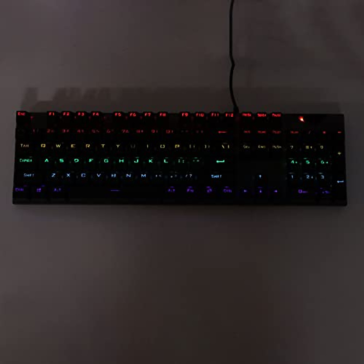Septpenta Wired Mechanical Keyboard, 104 Keys RGB Lighting N Key Rollover Muliple Lighting Modes USB Gaming Keyboard, Keycaps Delicate Comfortable Feel for Home Office for Win 7 Win 8(Black)