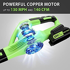 Cordless Leaf Blower - Lightweight Electric Blower with 2 Batteries & Charger - 20V Battery Powered Small Handheld Blower for Lawn Care