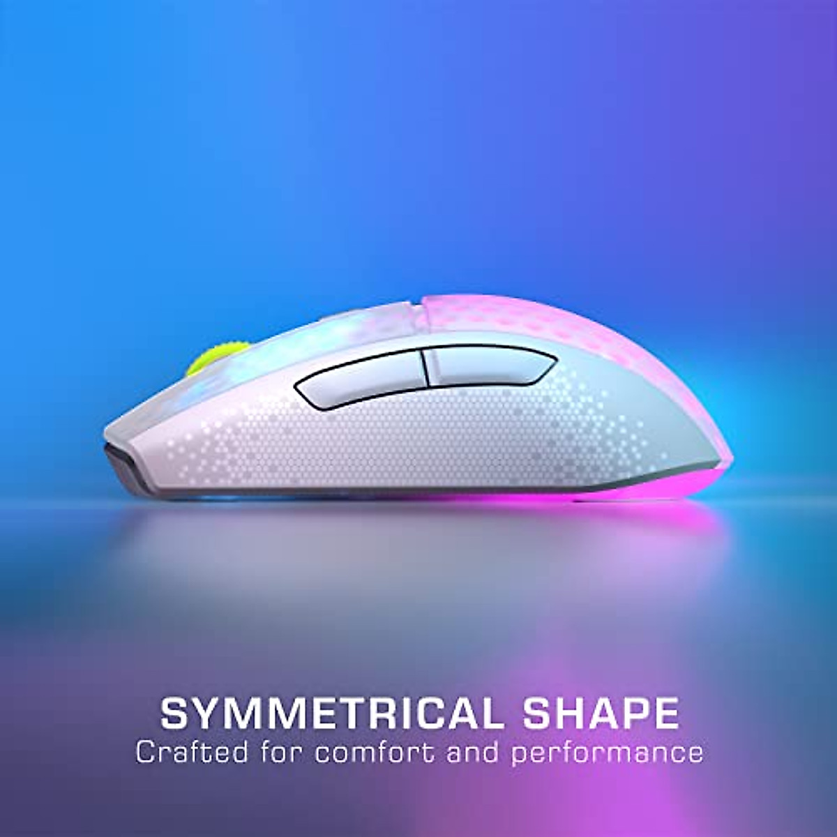 ROCCAT Burst Pro Air Lightweight Symmetrical Optical Wireless RGB Gaming Mouse with 19K DPI Optical Owl-Eye Sensor, Optical Switches, Titan Wheel, 81-Gram Weight – White