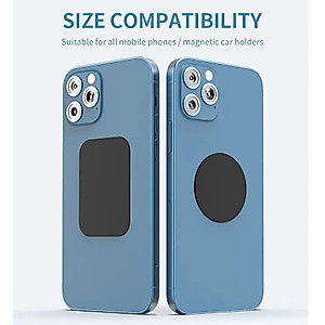 SALEX Replacement Metal Plates Set for Magnetic Car Phone Holders, Wall & Air Vent Mounts, Cases, Magnets. Kit of 16 Black Round Iron Discs Without Holes. 3M Adhesive Backing. Steel Sheets 16 Pack.