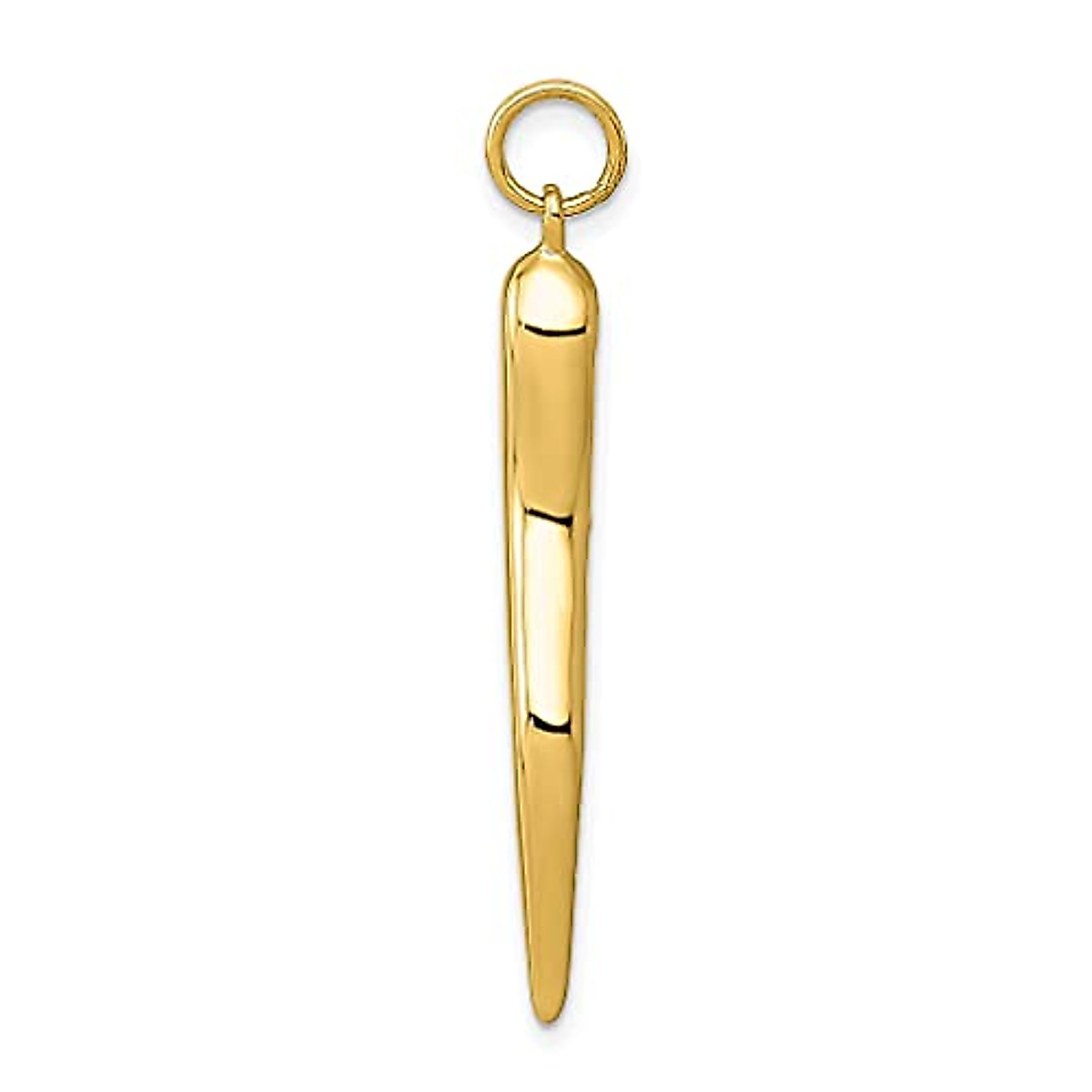 IceCarats 14K Yellow Gold Large Cornicello Italian Horn Necklace Lucky Protection Amulet Pendant Chilli Pepper Charm 41mm x 5mm Only
