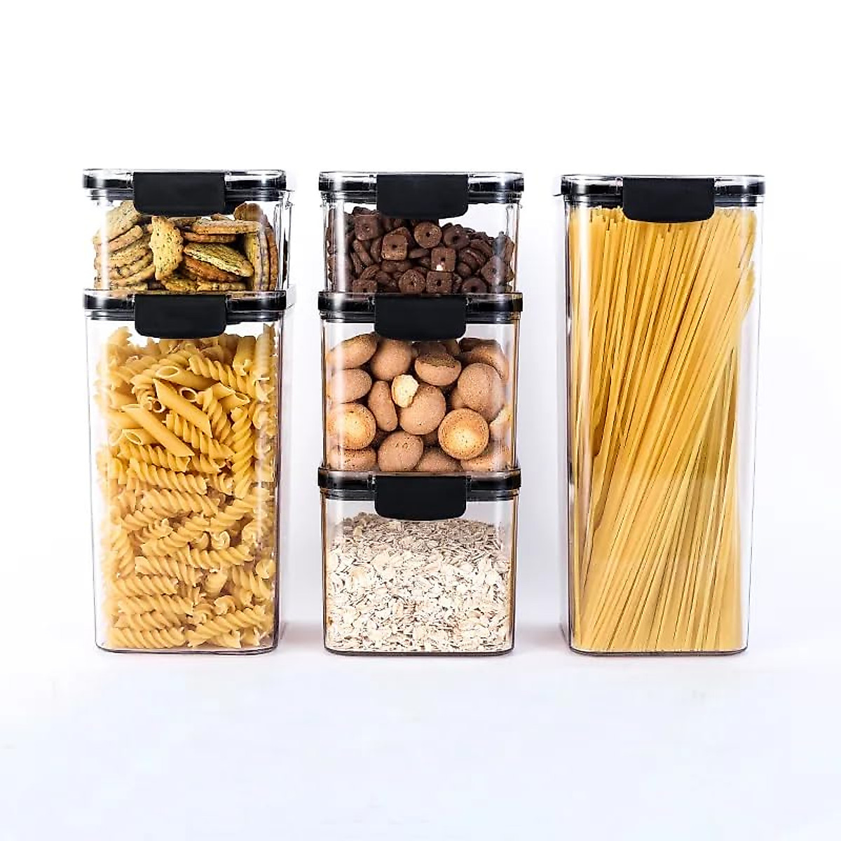6PCS Food Storage Containers Set with Lids, Ideal for Kitchen Pantry Organization and Storage