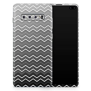 DesignSkinz Black Gradient Layered Chevron Protective Vinyl Decal Wrap Skin Cover Compatible with The Samsung Galaxy S20 (Screen Trim & Back Glass Skin)