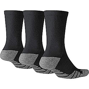 Nike Women's Everyday Max Cushion Training Crew Sock (3 Pair), Nike Socks with Cushioned Comfort & Dri-FIT Technology, Black/Anthracite/White, M