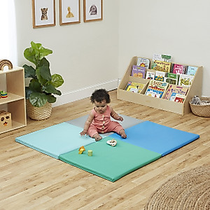 ECR4Kids SoftZone Quad Fold-N-Go Activity Mat, Colorful Soft Toddler Crawling and Tummy Time Foam Mat, Padded Infant Floor Mat, Safe Active Play for Babies, Foldable Design - Contemporary