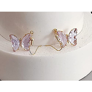 CZ Butterfly Glass Drop Dangle Earrings for Women Teen Girls 925 Sterling Silver Post Pin Cubic Zirconia Gold Plated Hypoallergenic Nickel Free Cute Charms Dangling Stud Earring Dainty Dainty
