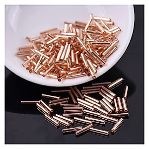 NHBT YU 2x9mm 240pcs Czech Glass Tube Bugle Glass Seed Gasket Beads Crystal Long Tube Beads Made by Austria DIY Jewelry Making Accessory T725 (Color : Transparent, Size : 2x9mm 240pcs)