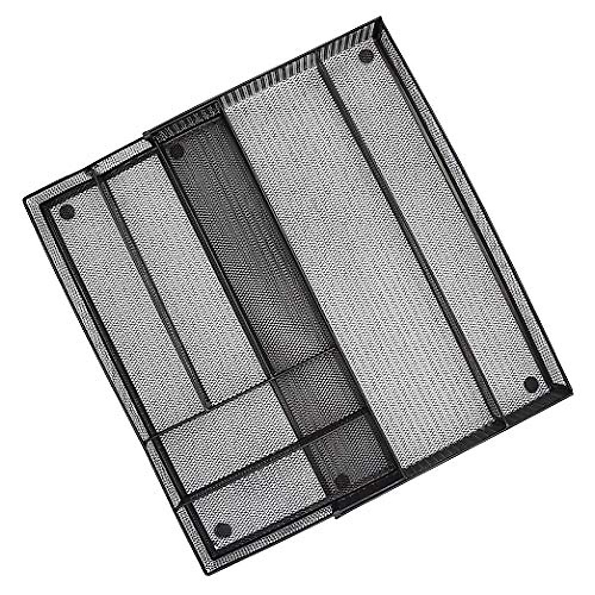 Expandable Mesh Metal Cutlery Tray, 6 Compartments Kitchen Drawer Organizer for Utensil Flatware Dividers Cutlery (Black, 6 Compartments)